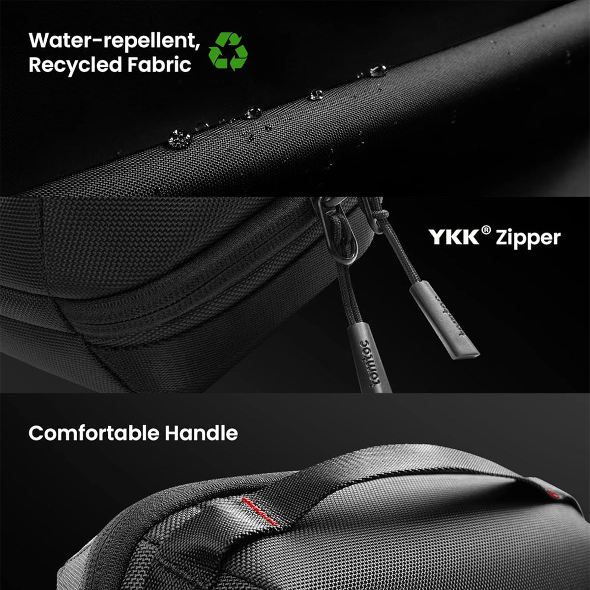 tomtoc Accessories Tech Pouch Water-Resistant Storage Bag - Black