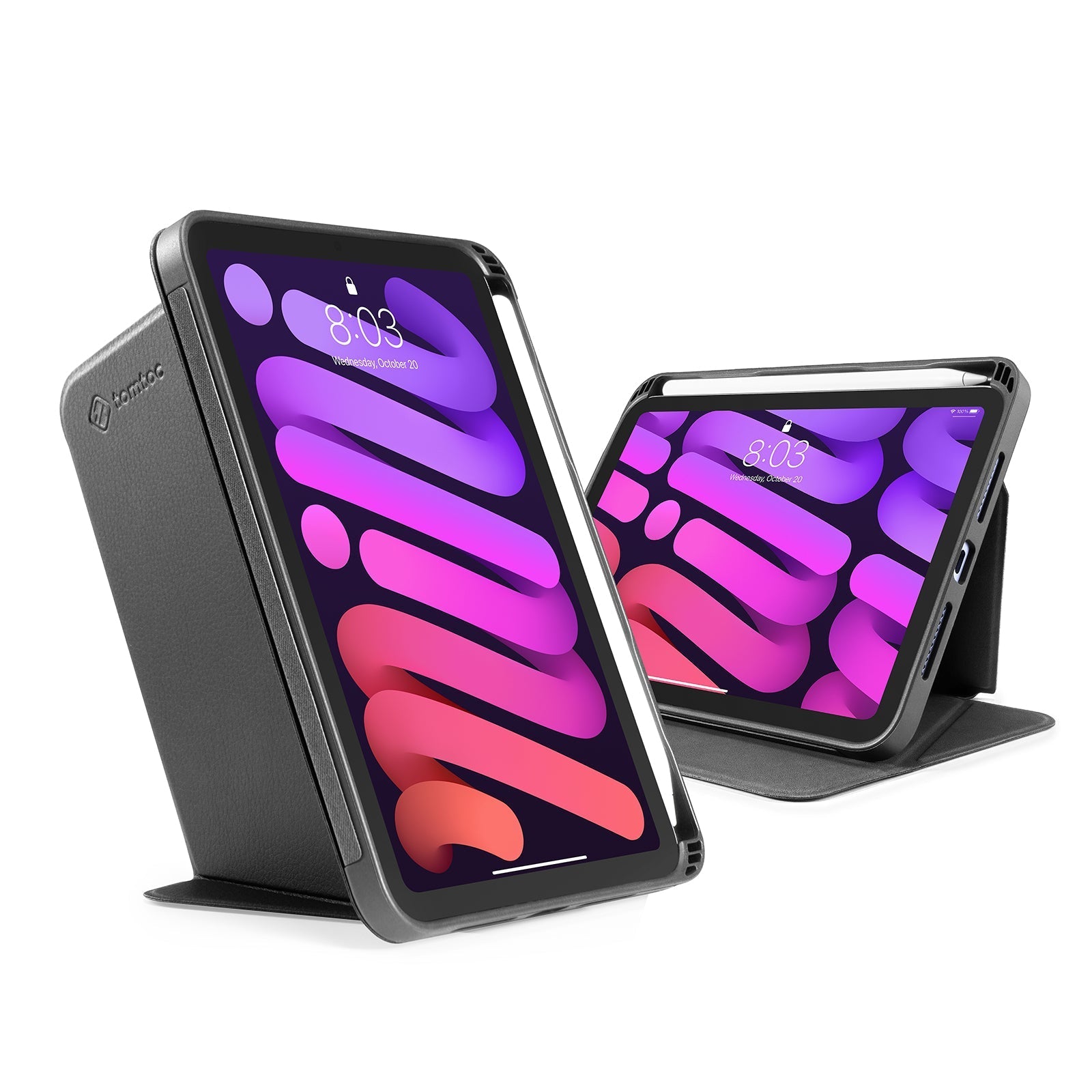 tomtoc Trifold Vertical Case - iPad Mini 6 2021 - Black