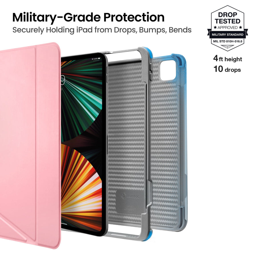tomtoc 12.9 Inch Trifold Vertical Case - Sakura Pink